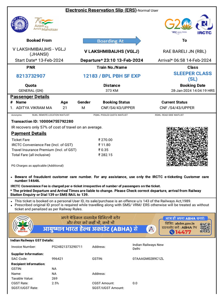 ticket 13 Feb 2024 | PDF | Identity Document