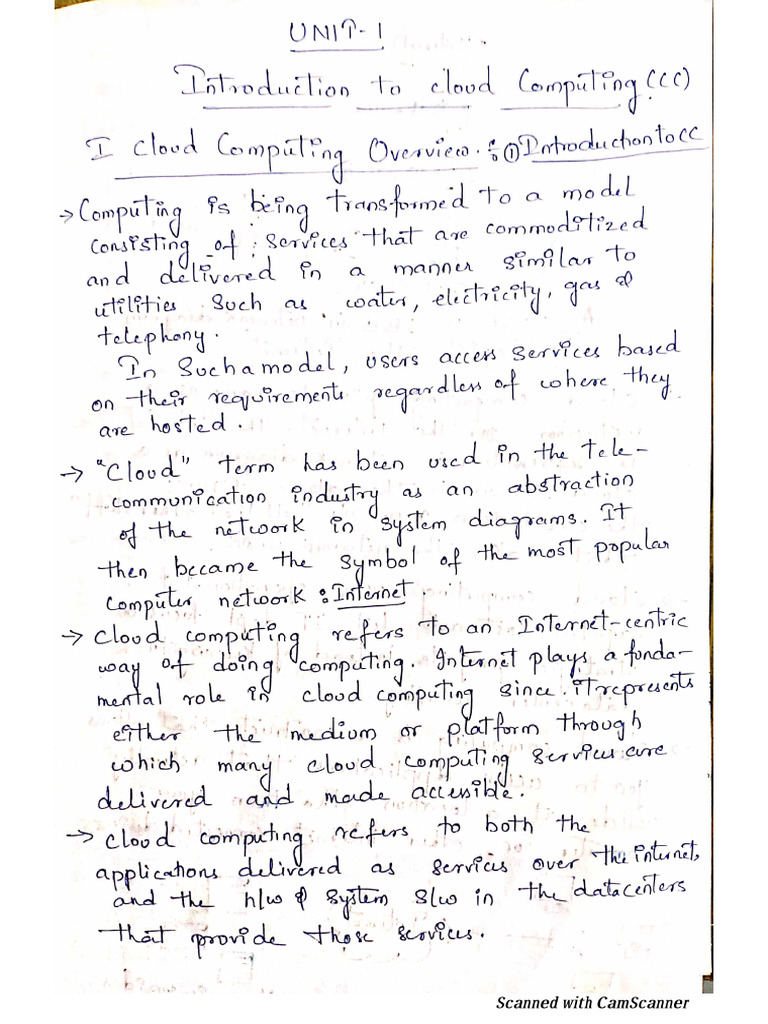 Cloud Computing Unit 1 Notes | PDF