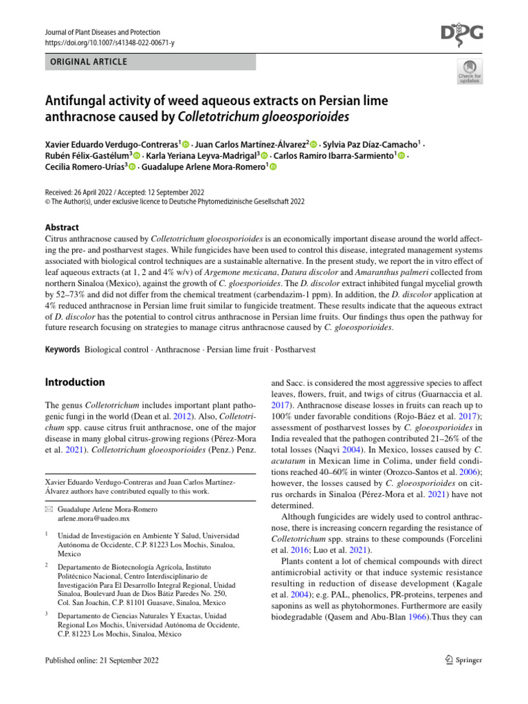 2022 Verdugo Contreras Antifungal Activity of Weed Aqueous Extracts Persian Lime Anthracnose CG ...