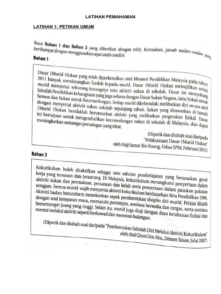 Latihan Pemahaman 1 | PDF