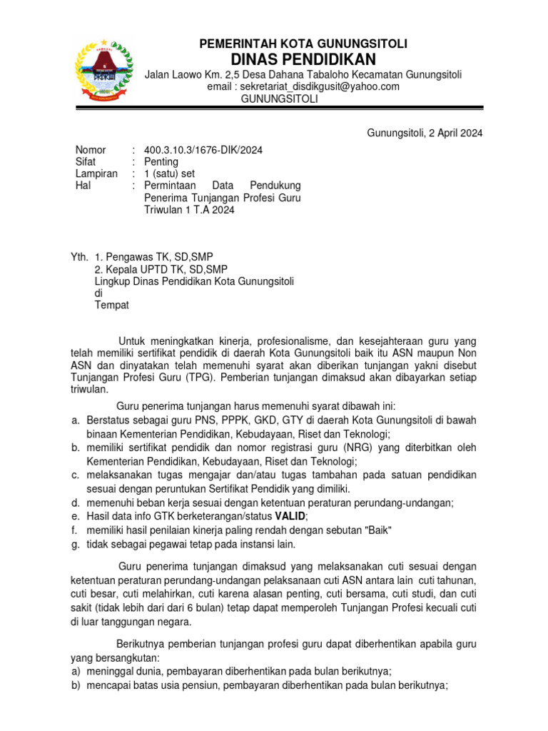 Permintaan Berkas TPG TW 1 2024 | PDF | Karier & Perkembangan Permintaan Berkas TPG TW 1 2024 | PDF | Karier & Perkembangan