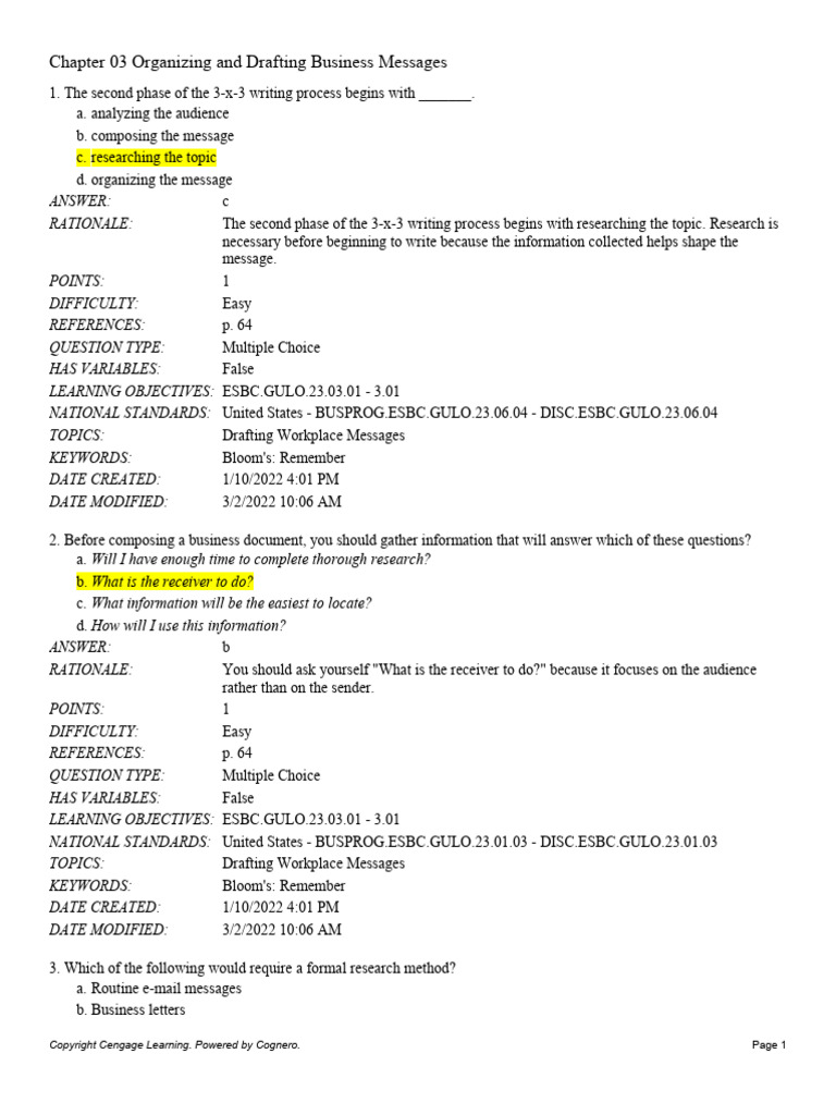 Chapter 03 Organizing and Drafting Business Messages | PDF | Linguistics | Grammar