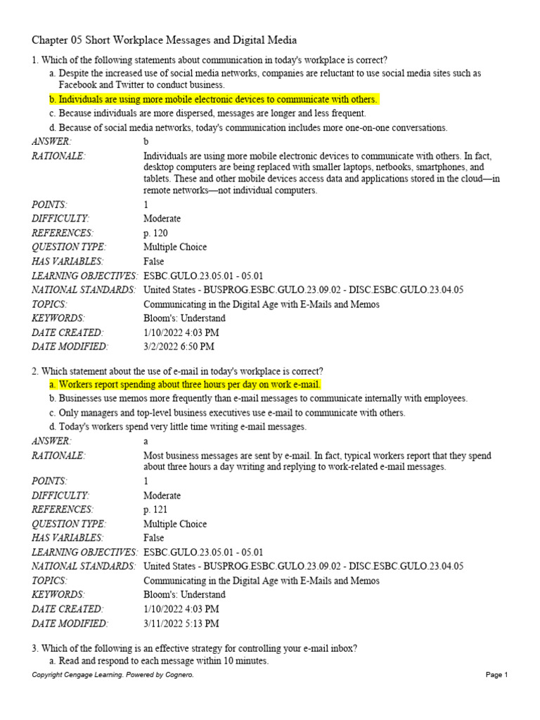 Chapter 05 Short Workplace Messages and Digital Media | PDF | Text ...