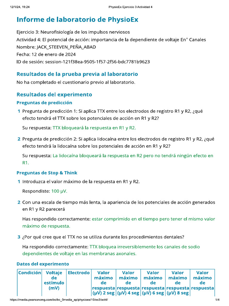 PhysioEx Ejercicio 3 Actividad 4 Jack Peña | PDF