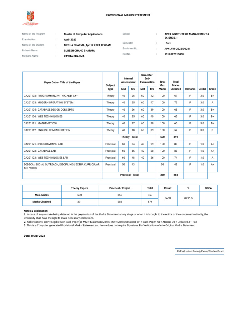 Exam Result | PDF | Computing
