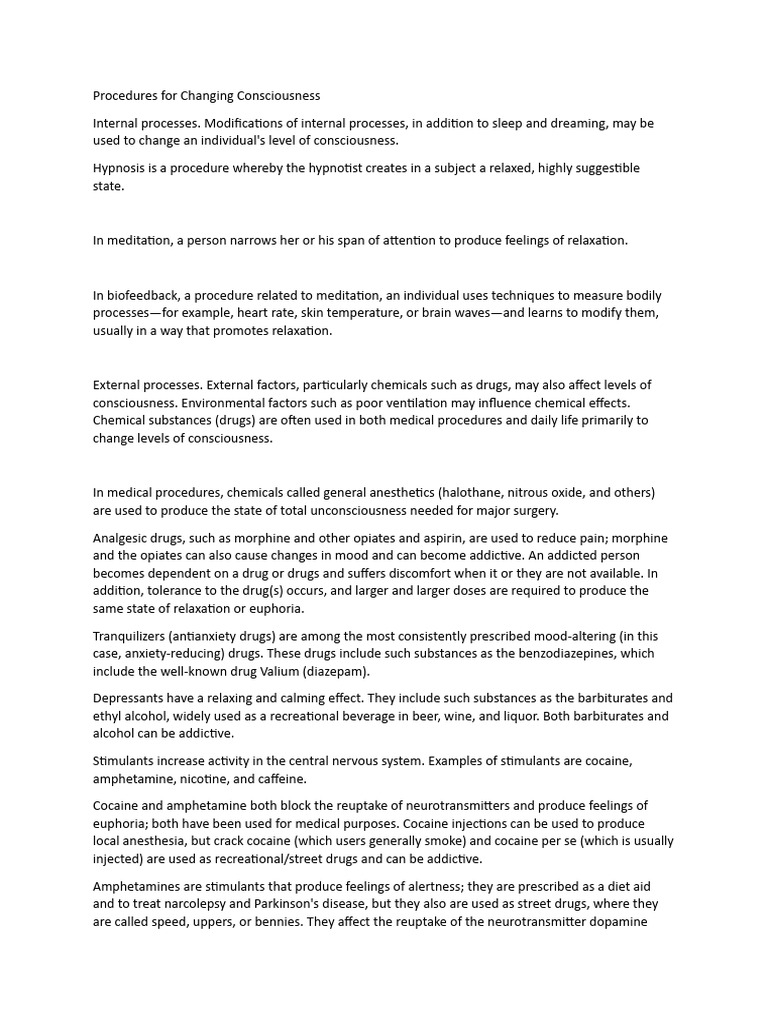 Procedures for Changing Consciousness | PDF | Stimulant | Psychoactive ...