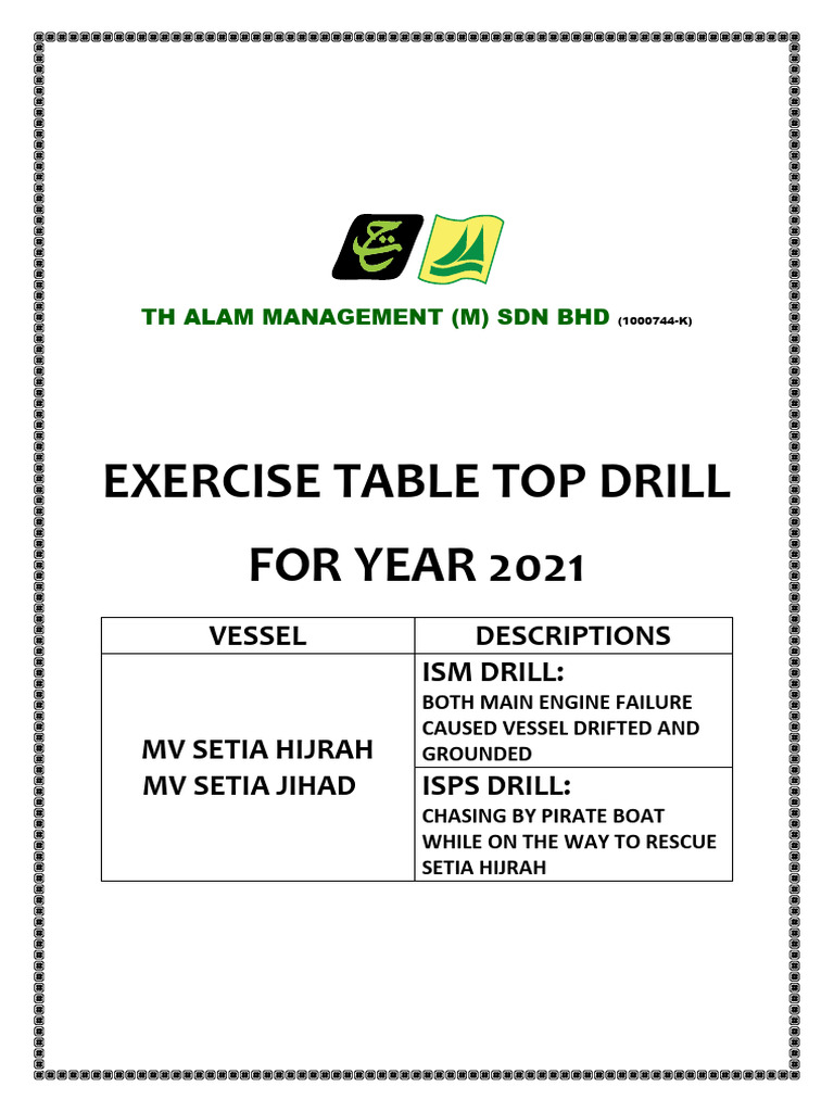 Exercise Ism & Isps Drill 2021 | PDF | Water Transport | Shipping