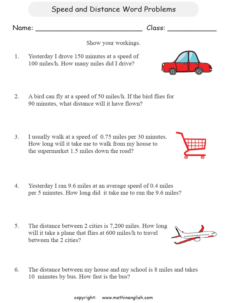 Speed Imperial Word Problems P5 | PDF