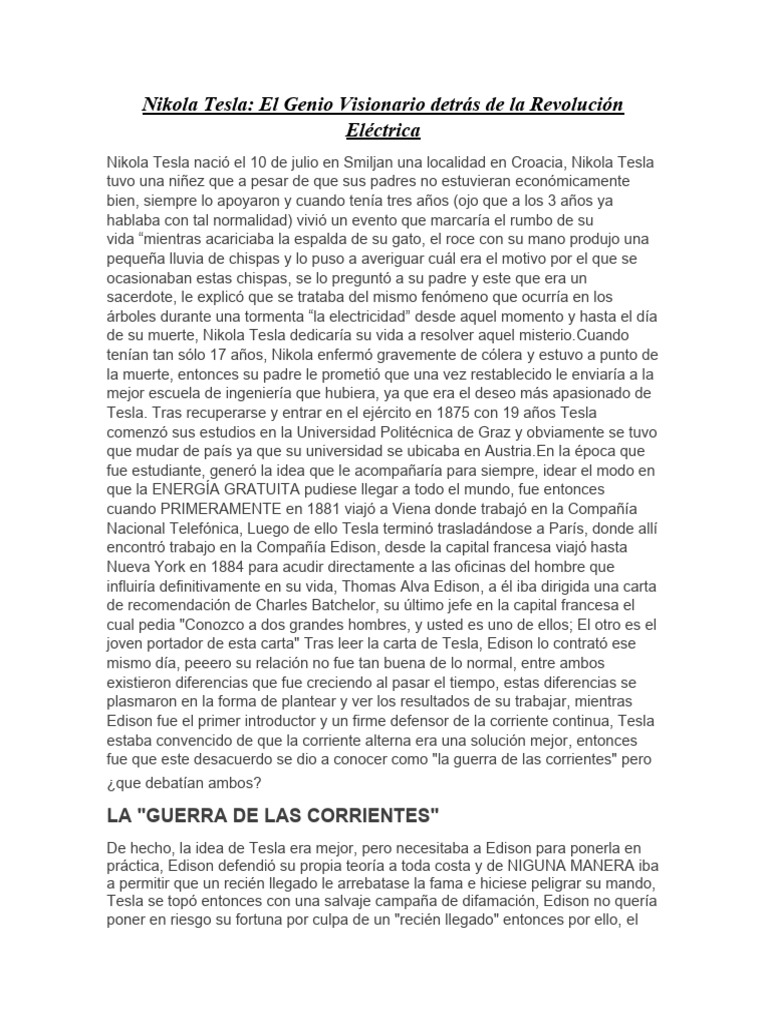Nikola Tesla | PDF | Nikola Tesla | Thomas Edison