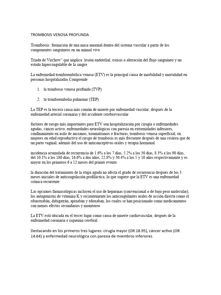 Diagnóstico y Tratamiento de TVP | PDF | Trombosis | Medicina CLINICA