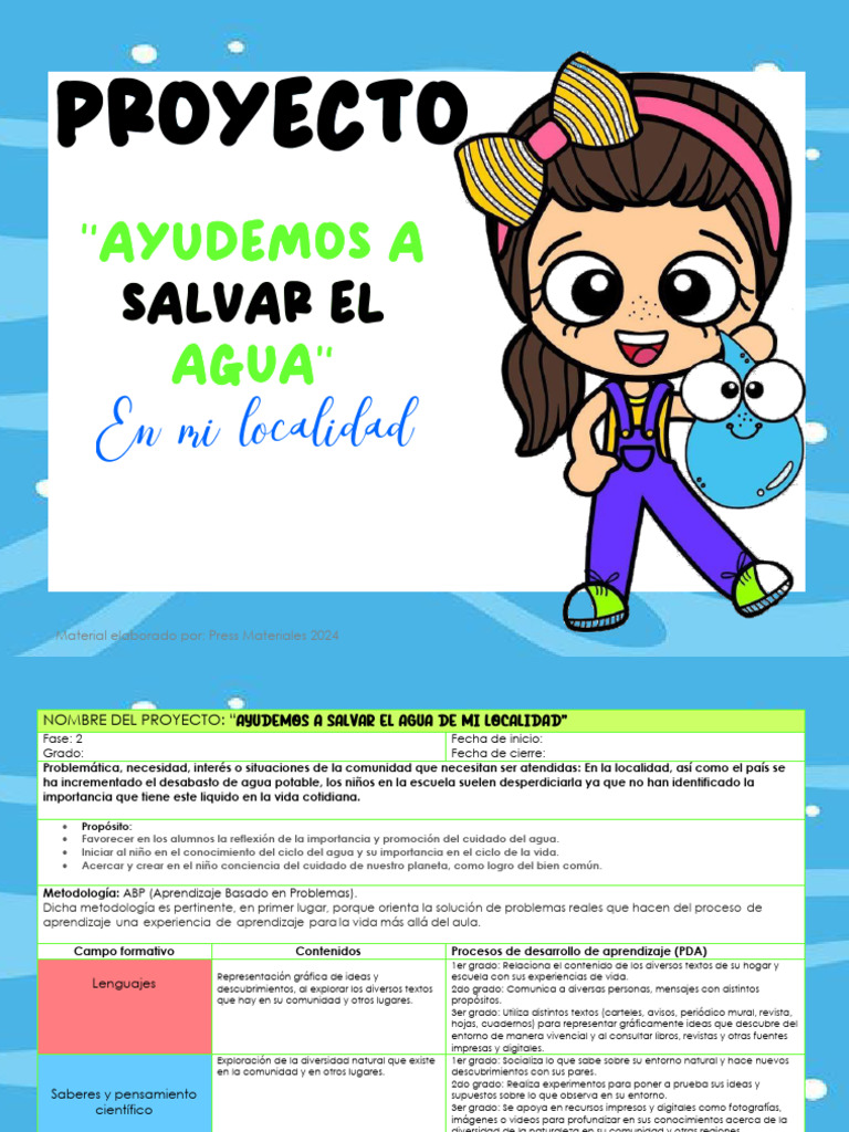 Proyecto de Cuidado del Agua Infantil | PDF | Aprendizaje | Agua
