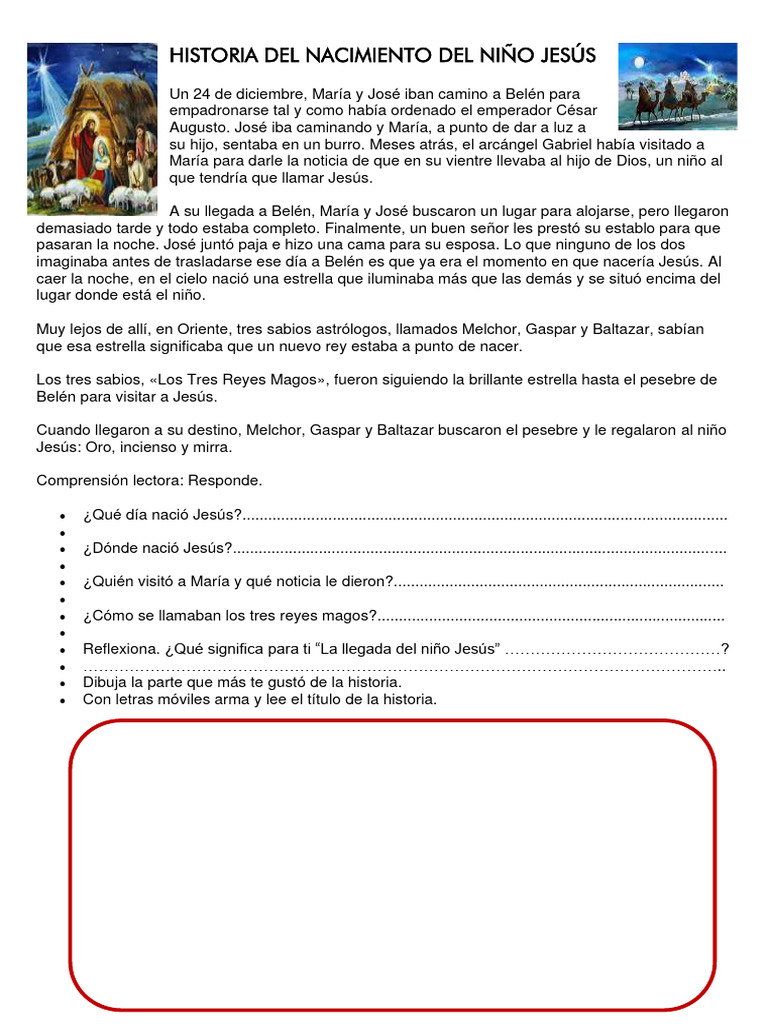 HISTORIA DEL NACIMIENTO DEL NIÑO JESÚS | PDF