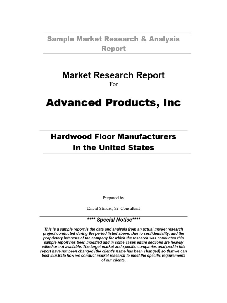 Sample Market Research Report: API | PDF | Lumber | Flooring