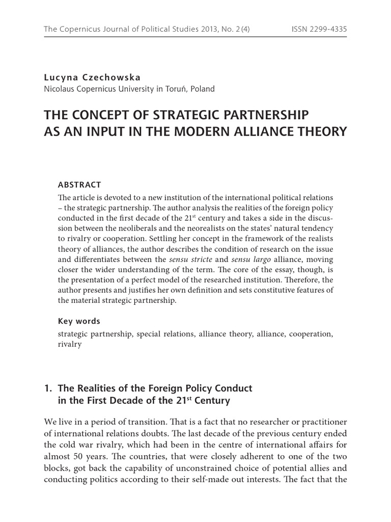 The Concept Of Strategic Partnership As An Input In The Moderne ...