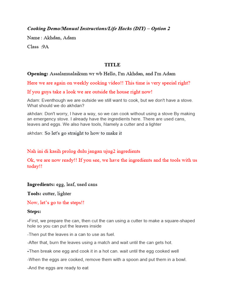 DIY How To Make Emergency Stove - Akhdan, Adam 9A | PDF | Food And Drink Preparation | Home