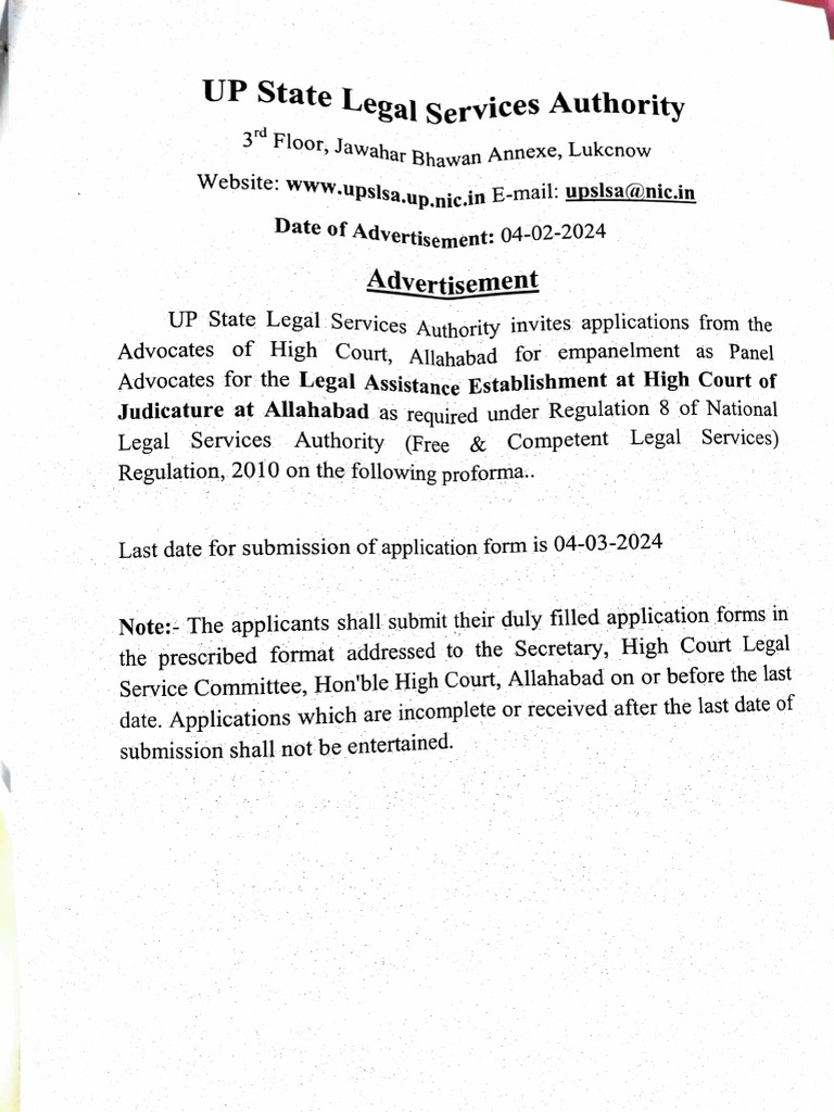 Advocate Empanelment Notice 2024 | PDF | Advocate | Lawyer