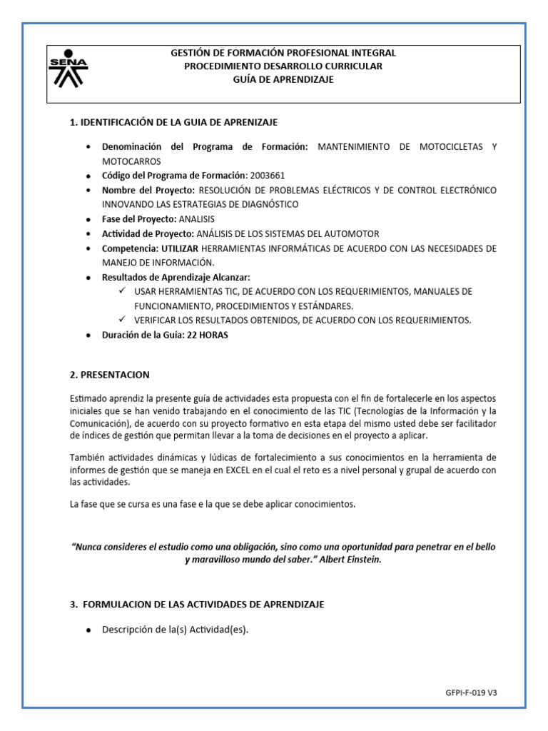 GFPI-F-019 - Formato - Guia - de - Aprendizaje EXCEL MOTOS | PDF | Microsoft Excel | Tecnología ...