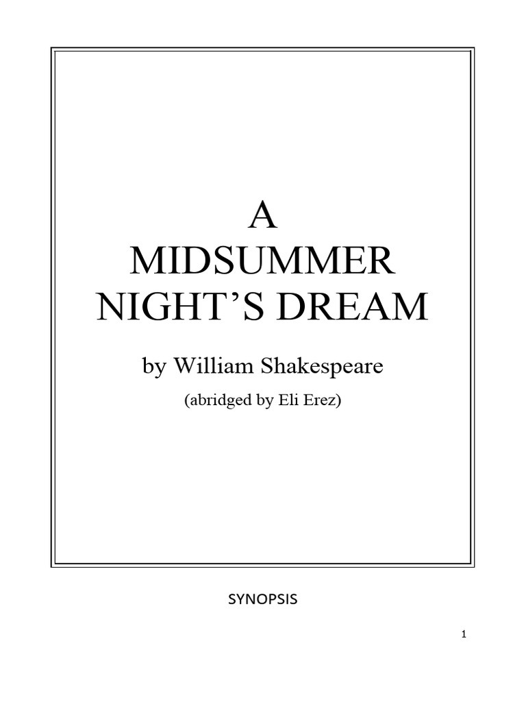 A Midsummer Nights Dream Edited Script 2024 | PDF | A Midsummer Night's ...