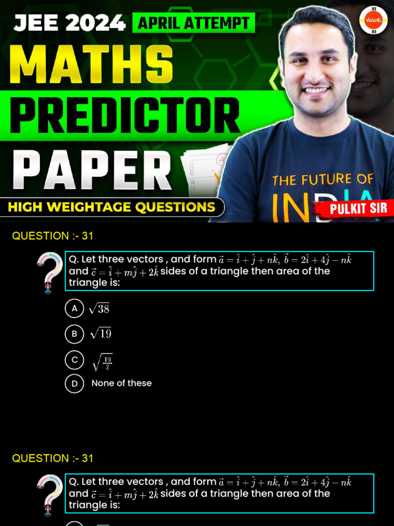 30 Extra Qs Practice Predictor Paper, JEE Main 2024, April | PDF ...