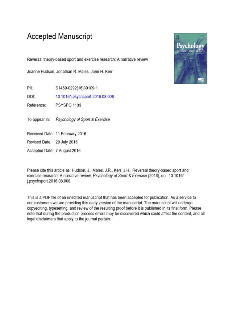 Reversal Theory-Based Sport | PDF | Emotions | Experience
