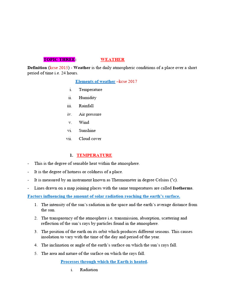Geog BK 1 - WEATHER | PDF | Fog | Humidity