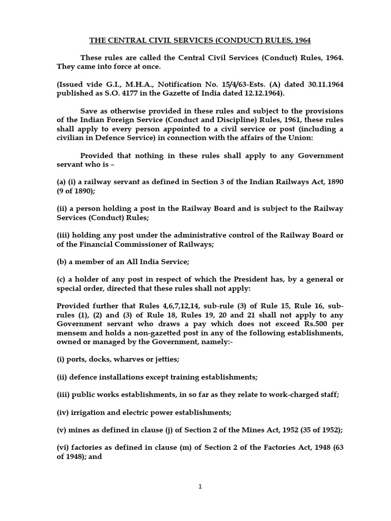 Conduct Rules | PDF | Sexual Harassment | Government Of India