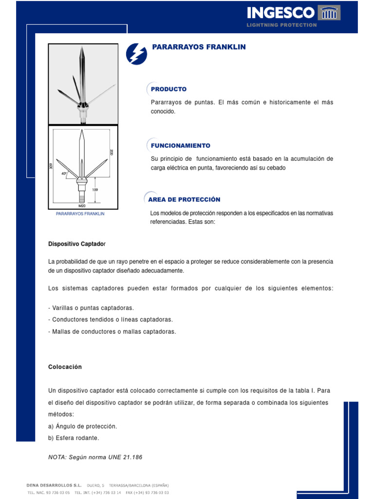 Pararrayo Franklin | PDF | Electricidad | Ingenieria Eléctrica