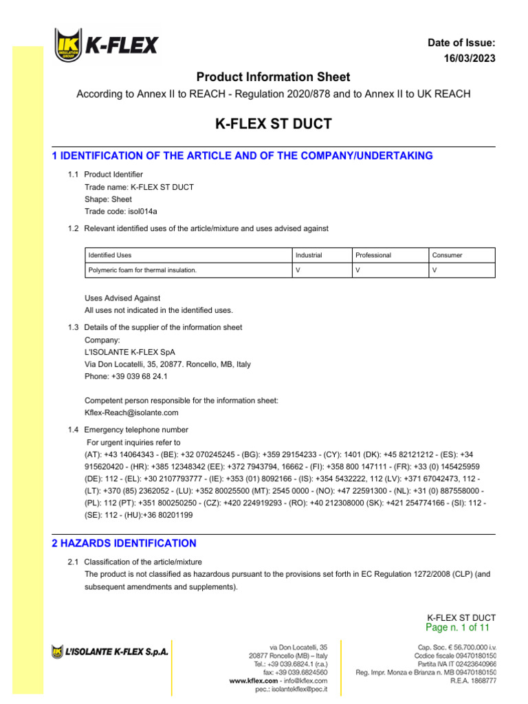 K-Flex ST Duct - SS - Eng - 69712 | PDF | Dangerous Goods | Waste ...