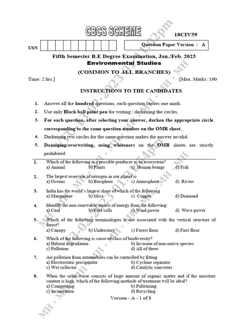Evs QP | PDF | Soil | Ecosystem