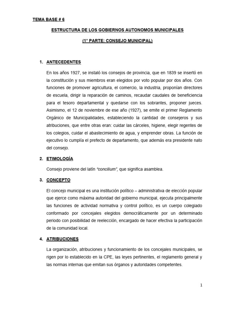 Derecho Municipal - Tema 6 - Parte 1 | PDF | Alcalde | Gobierno local