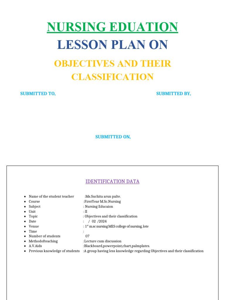 LESSON PLAN Objective | PDF | Affect (Psychology) | Learning