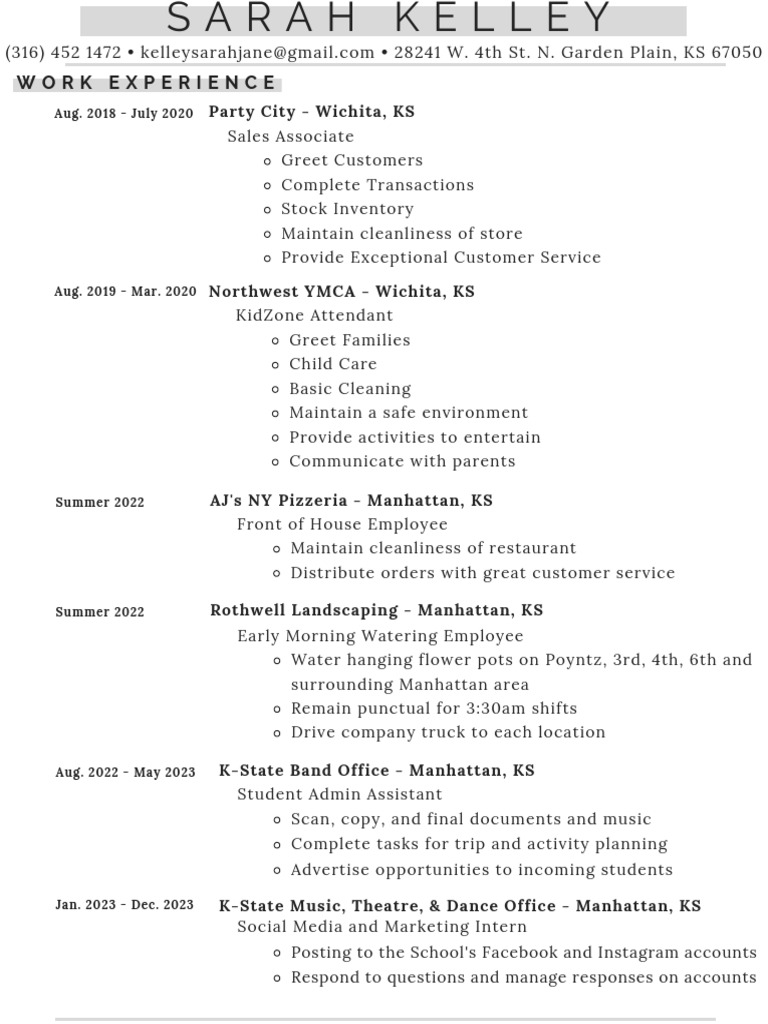 Sarah Kelley Resume | PDF
