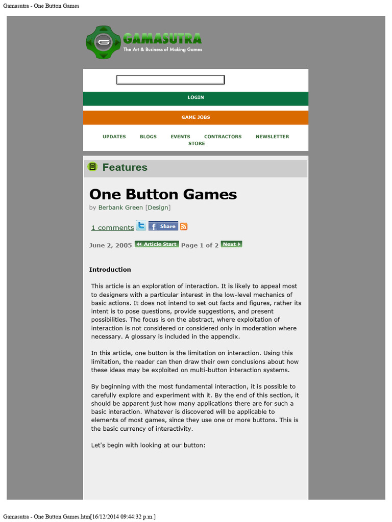 One Button Games | PDF