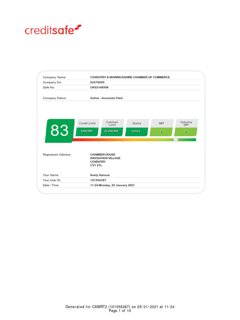Coventry Chamber Credit Report Summary | PDF | Financial Services ...