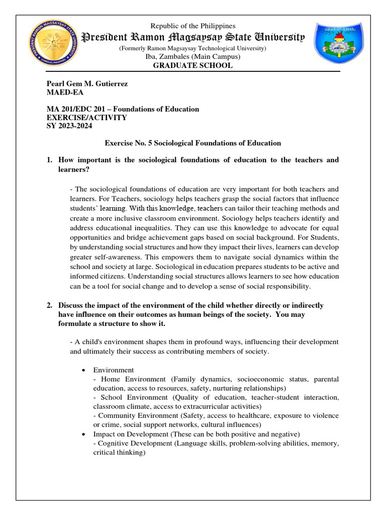 MA201 Exercises 5 9 | PDF | Anthropology | Virtue