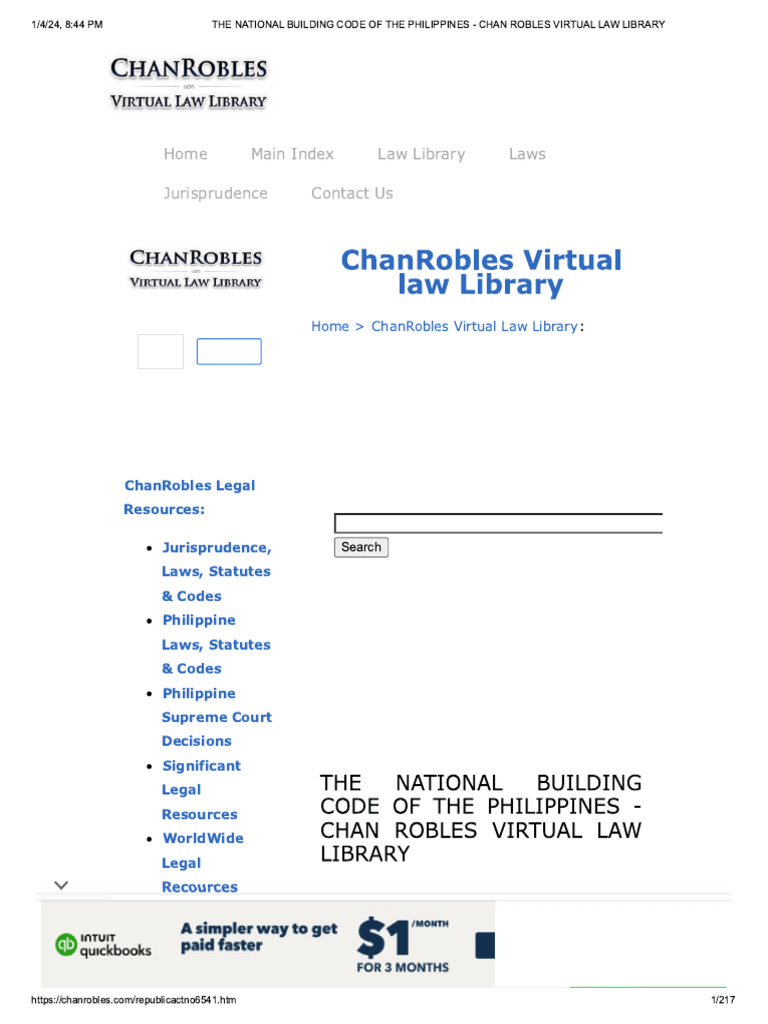 The National Building Code of The Philippines - Chan Robles Virtual Law Library | PDF
