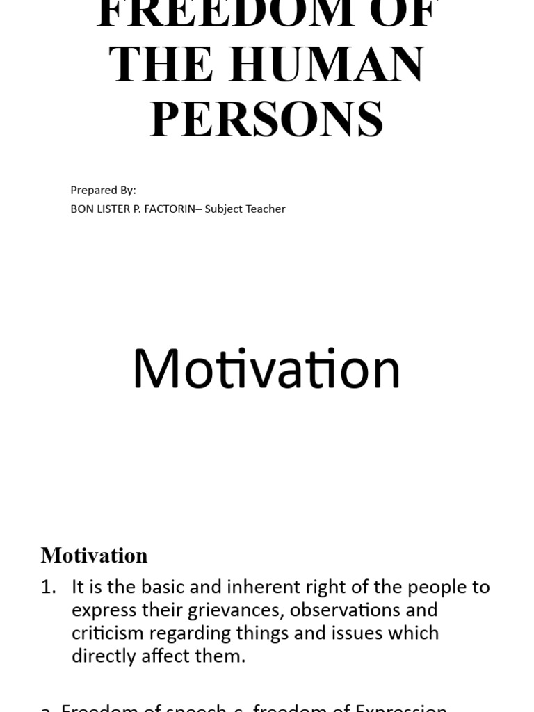 Freedom of The Human Persons | PDF | Free Will | Freedom Of Speech
