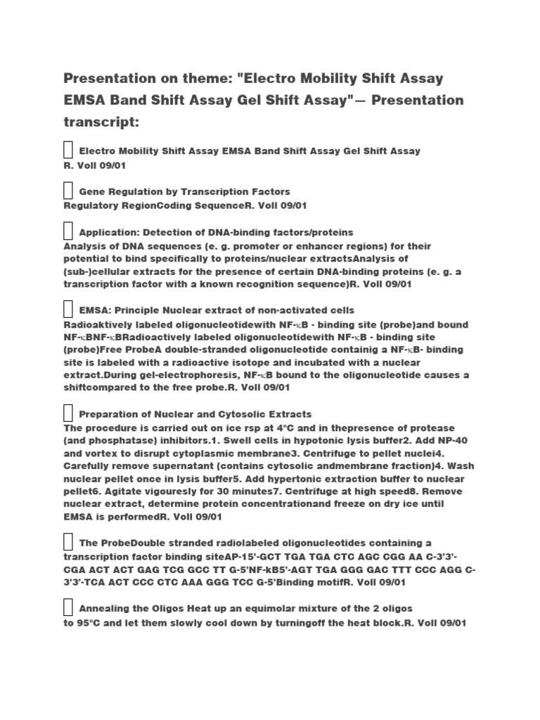 EMSA | PDF | Oligonucleotide | Transcription Factor