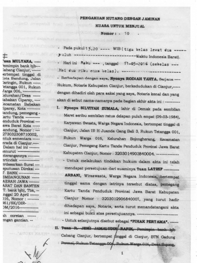 Contoh Akta Pengakuan Hutang | PDF