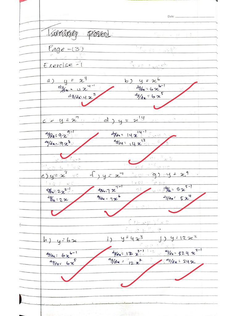 differentiation hw | PDF