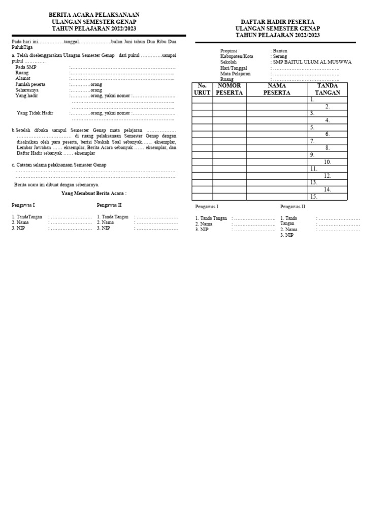 berita-acara-pelaksanaan.PAT.2023 | PDF