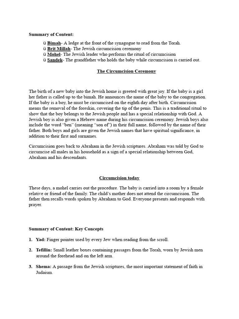 Circumcision, Bar and Bat Mitzvah .PDF | PDF | Jewish Life Cycle ...