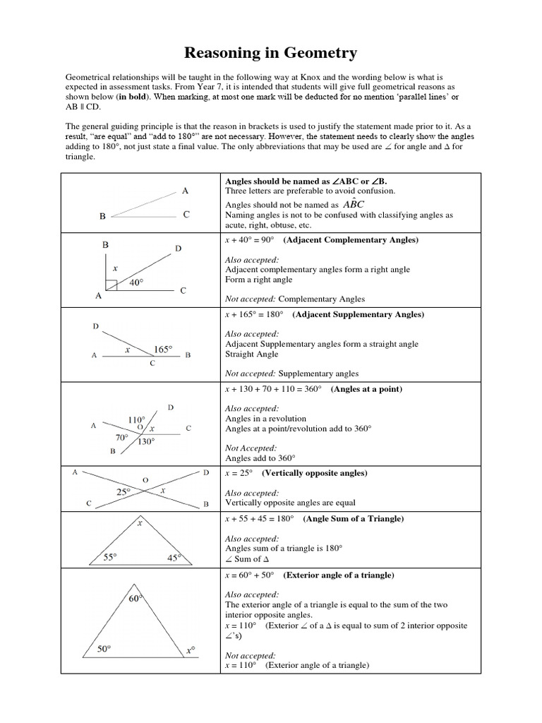 Geometry Reasoning and Angle Relationships | PDF | Perpendicular | Circle