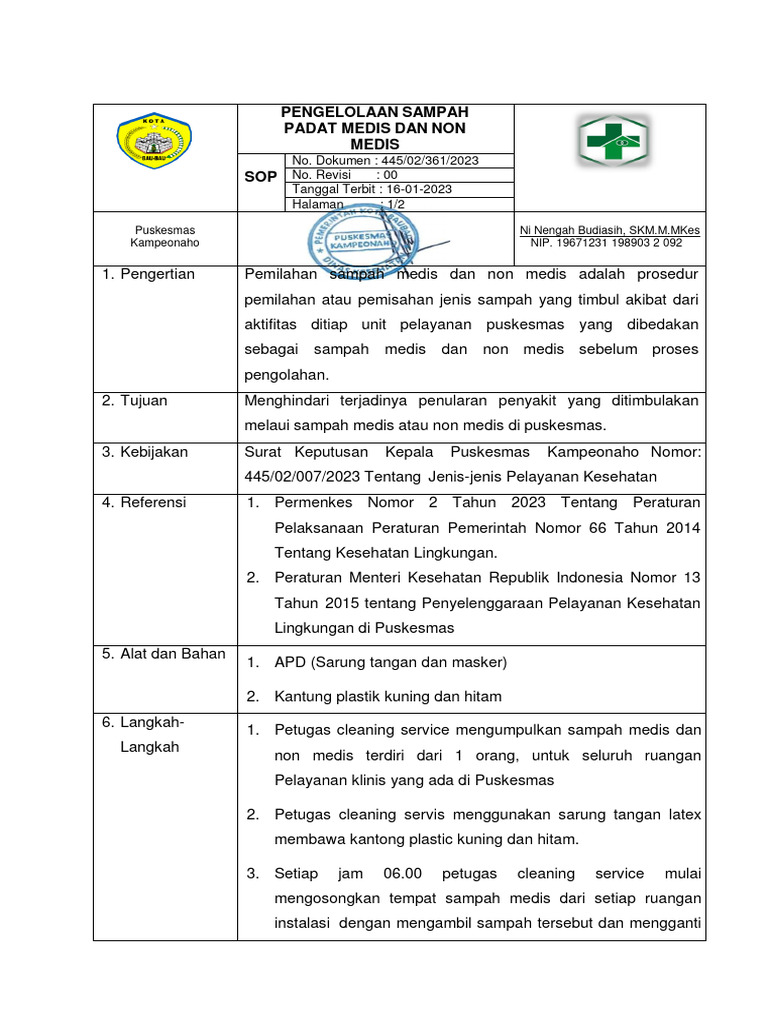 Sop Limbah Medis | PDF | Pengembangan Diri | Kesehatan Holistik
