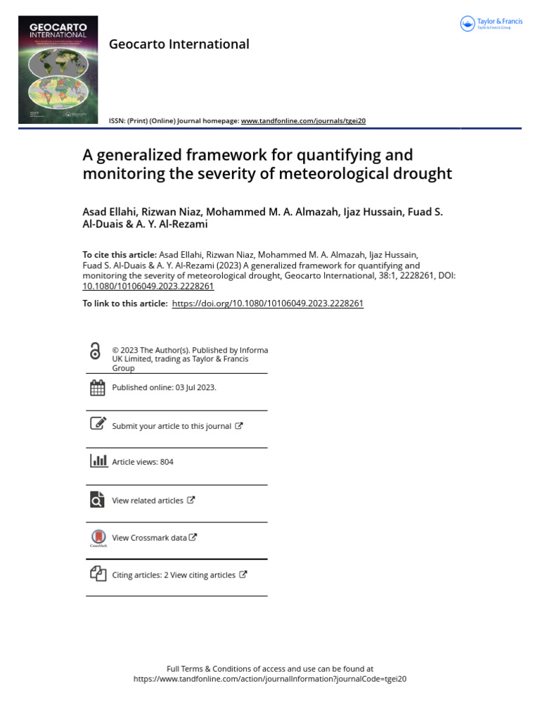 A Generalized Framework For Quantifying and Monitoring The Severity of Meteorological Drought ...