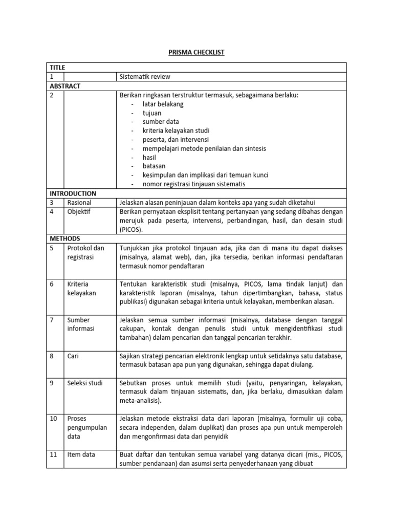 Prisma Checklist | PDF