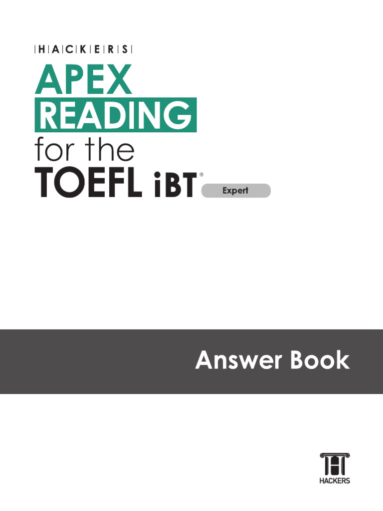 Hackers Apex Reading For The TOEFL Ibt Expert (Answer Book) | PDF