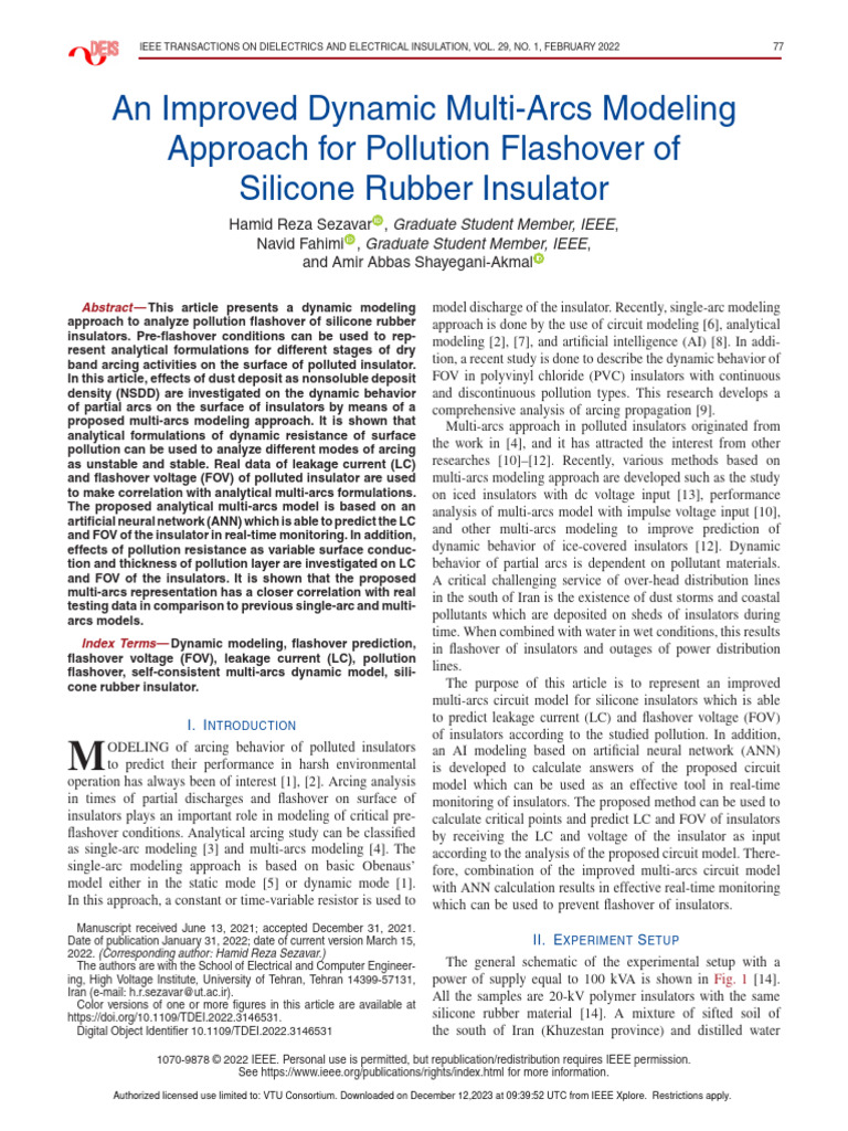 1 An Improved Dynamic Multi-Arcs Modeling Approach For Pollution Flashover of Silicone Rubber ...