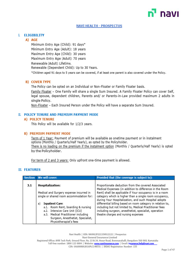Policy Prospectus | PDF | Insurance | Medicine