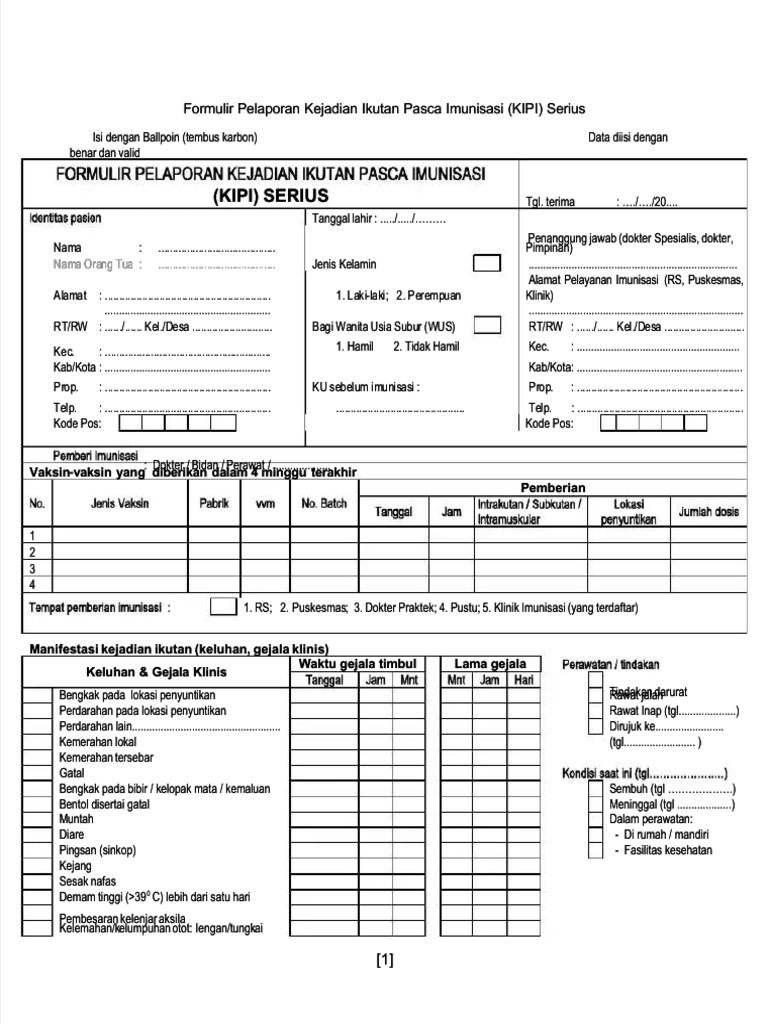 Pdf Formulir Pelaporan Kipi Serius Dan Format Investigasi Compress Pdf